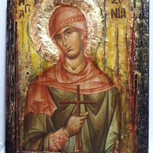 Saint St. Xenia Antique Style Icon on Wood-greek Orthodox - Etsy