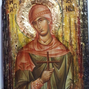 Saint St. Xenia Antique Style Icon on Wood-greek Orthodox - Etsy