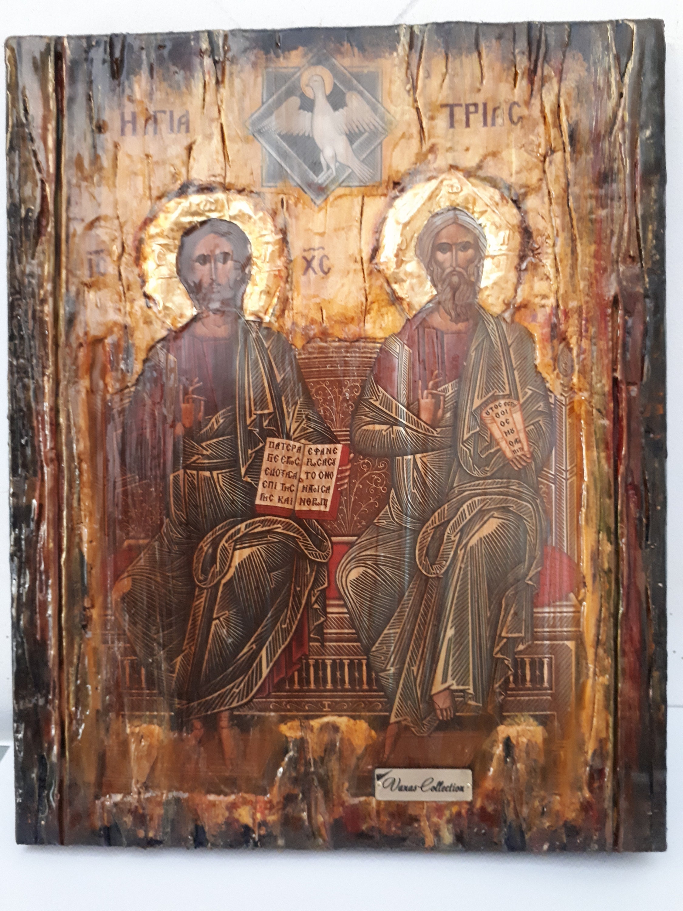 Holy Trinity, Agia Trias Icon-Greek Byzantine Handmade Icons