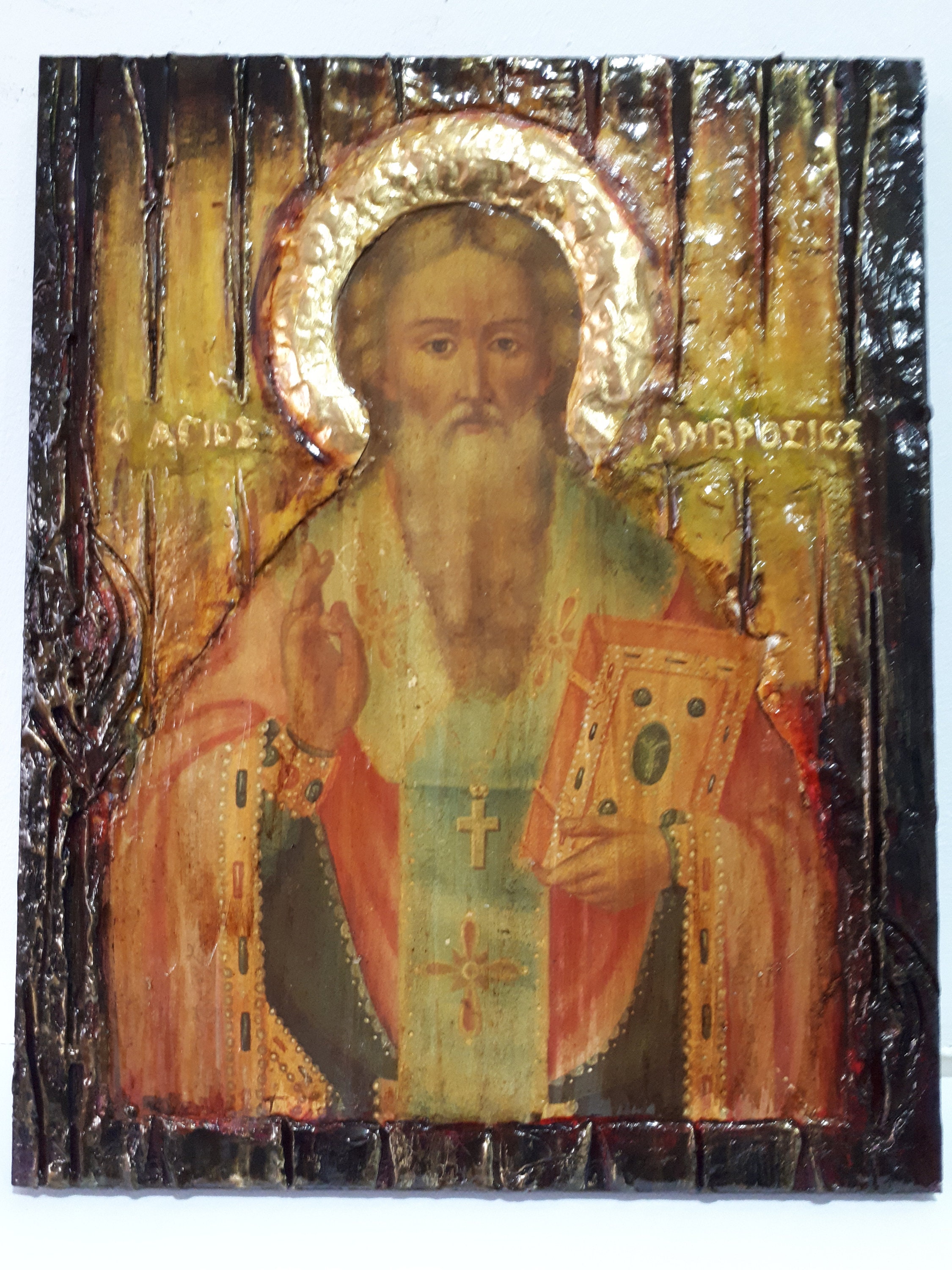 Saint Ambrose Ambrosius Amvrosios ΑΓΙΟΣ ΑΜΒΡΟΣΙΟΣ Icon-Greek Orthodox ...