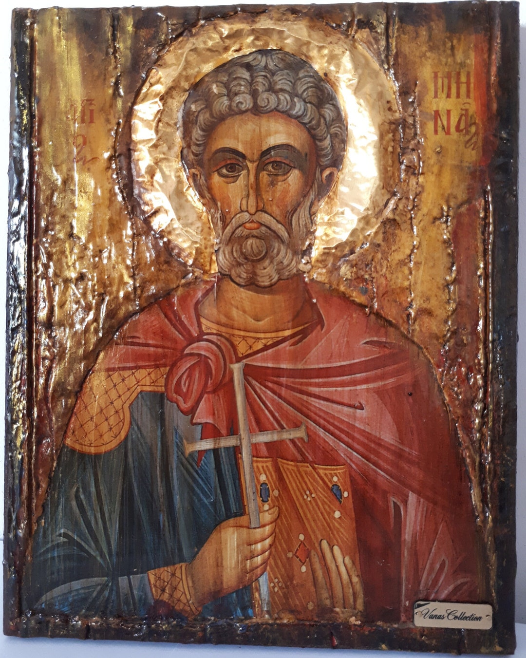 Saint St Menas Minas Icon Greek Orthodox Byzantine Handmade Icons ...