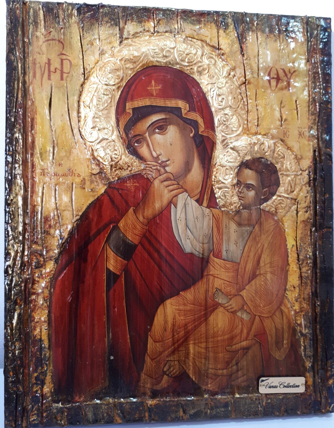 Virgin Mary Panagia Paramythia Icon-orthodox Greek Byzantine Wood ...