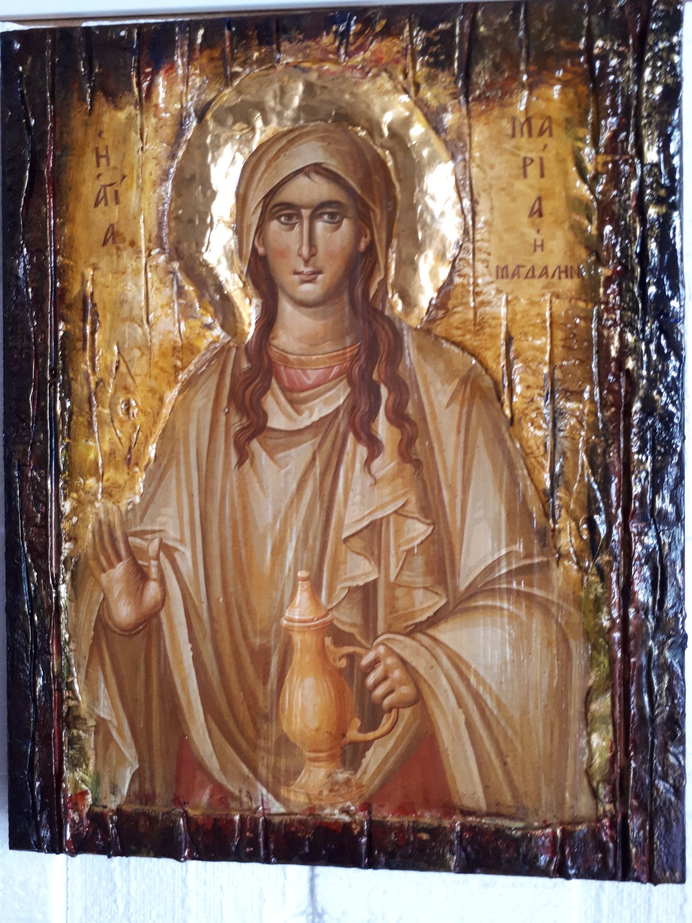 Saint St Maria Magdalini Icon on Wood-Greek Orthodox Russian Icons