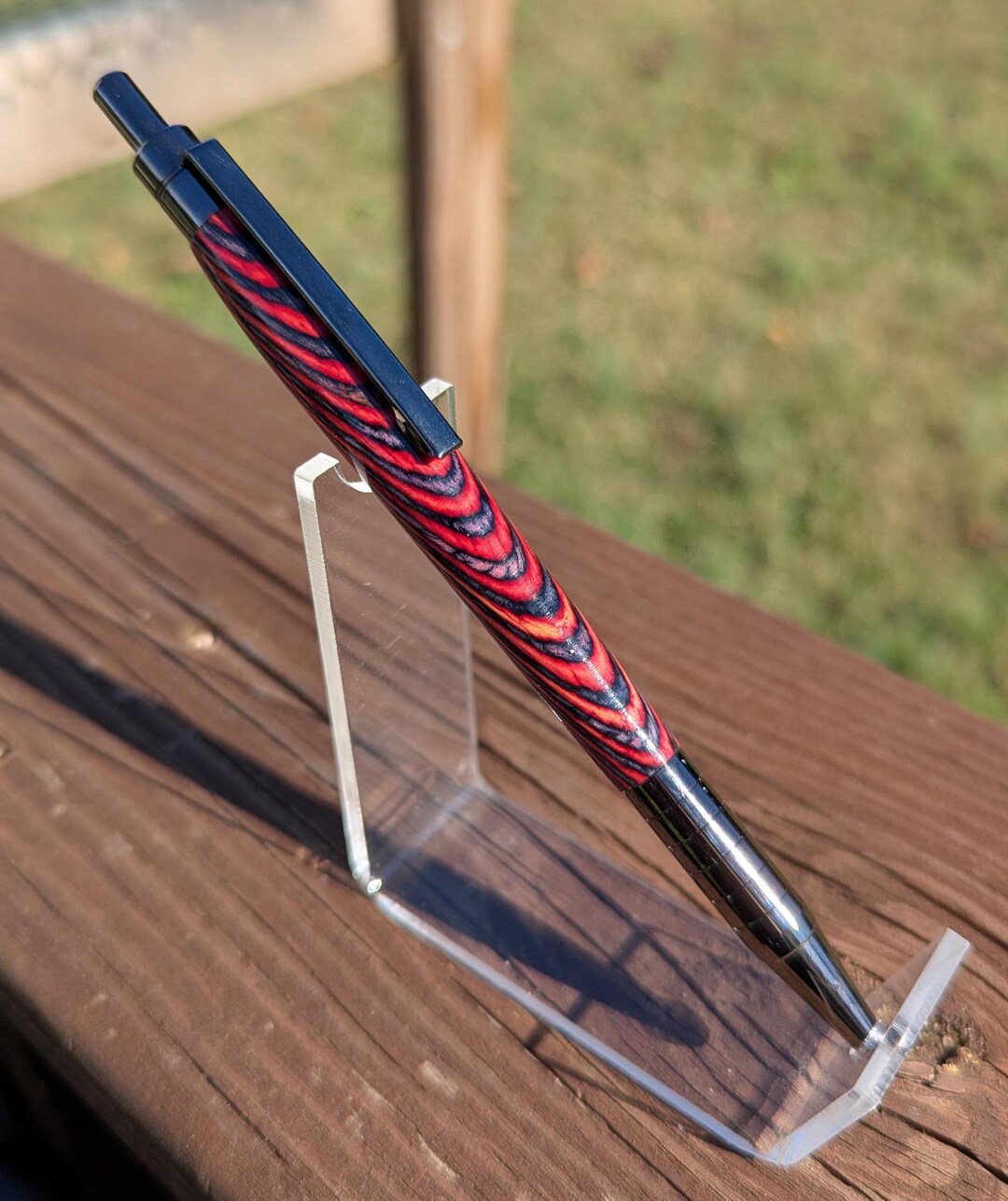 The Saxa EDC Hand-turned Click Pen Fire Storm W Gun Metal Finish - Etsy