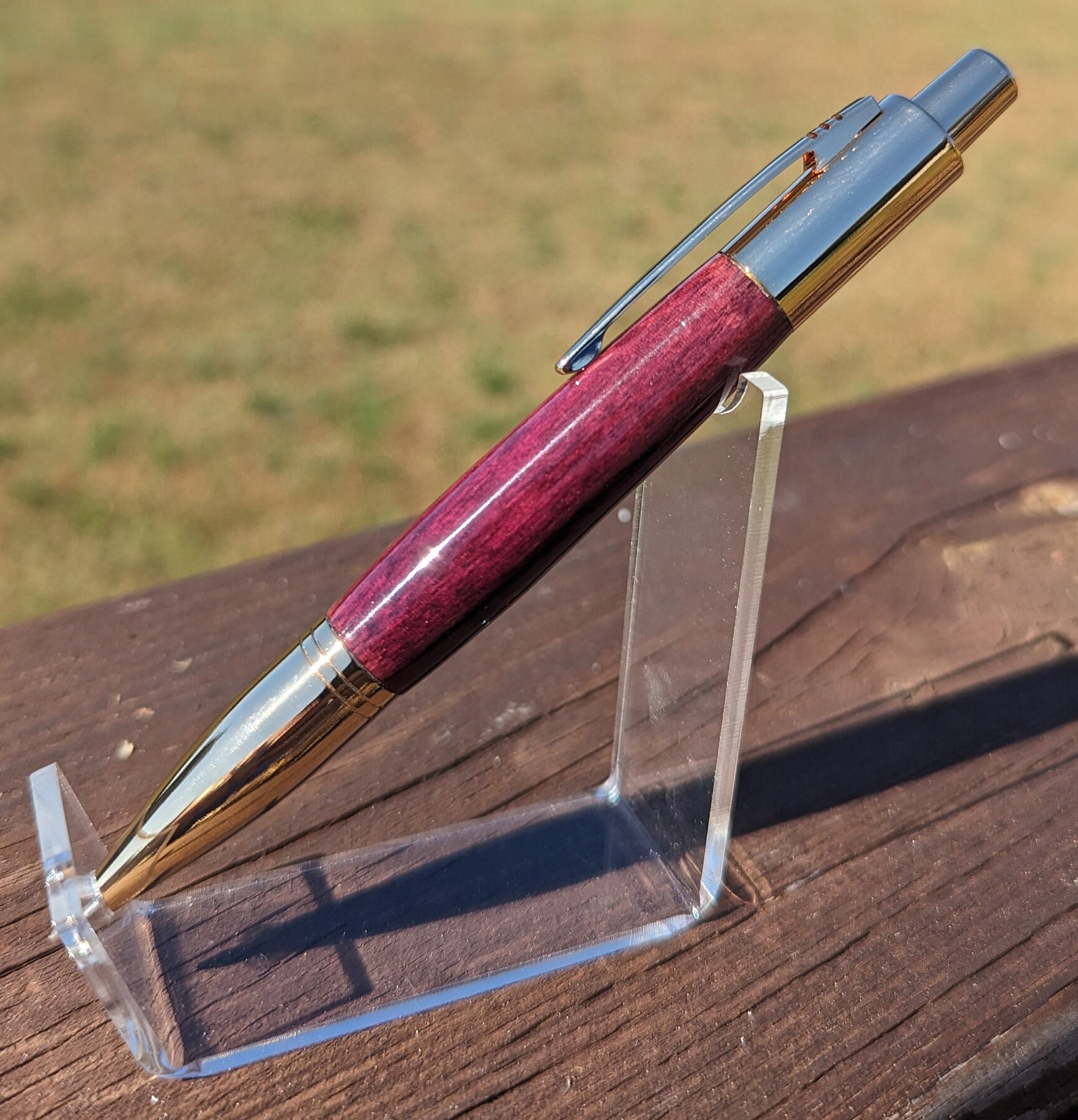 The Vesper Hand-turned Click Pen Purpleheart and Gold - Etsy