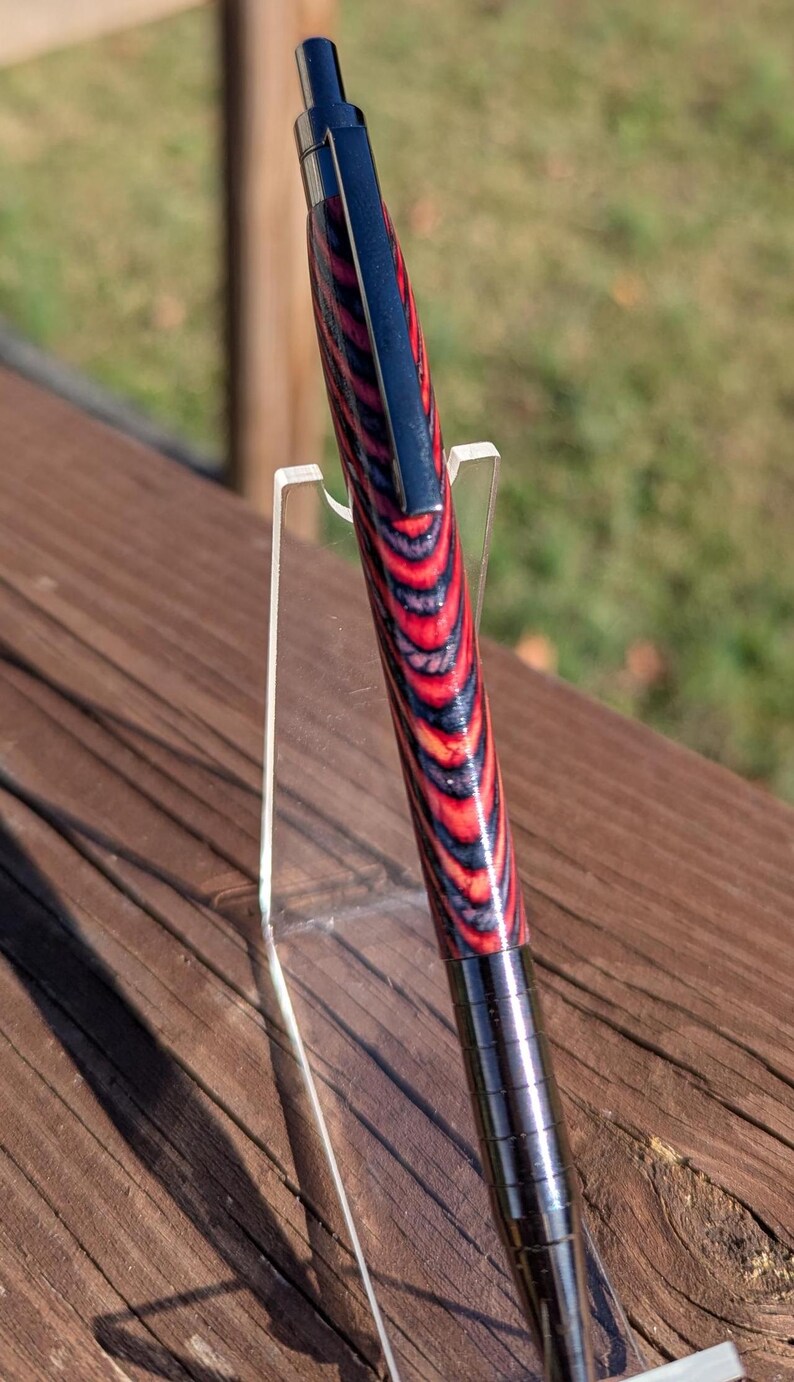 The Saxa EDC Hand-turned Click Pen Fire Storm W Gun Metal Finish - Etsy