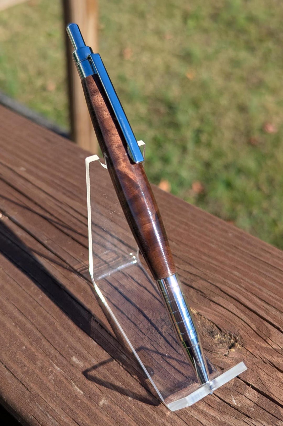 The Saxa EDC- Hand-turned Click Pen - Walnut Crotch/burl W Chrome ...