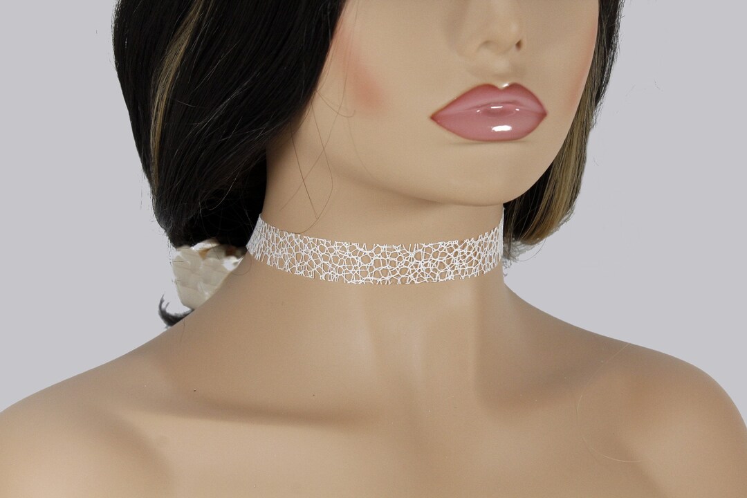 White Lace Choker Necklace: Sparkle Bridal Collar - Etsy