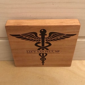Custom NP Sign, Medical Caduceus, Laser Engraved, Nurse Practitioner ...