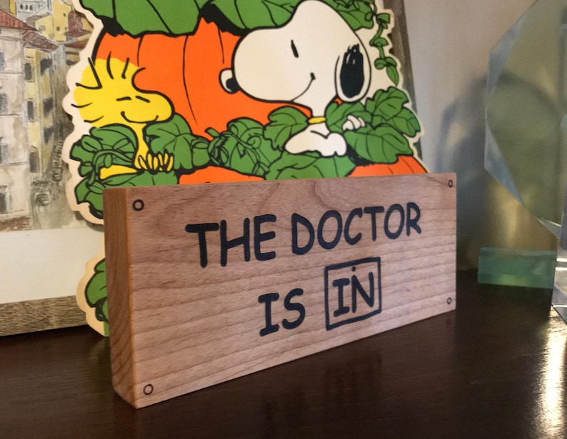 The Doctor is In Wooden Block Charlie Brown Peanuts Wooden - Etsy
