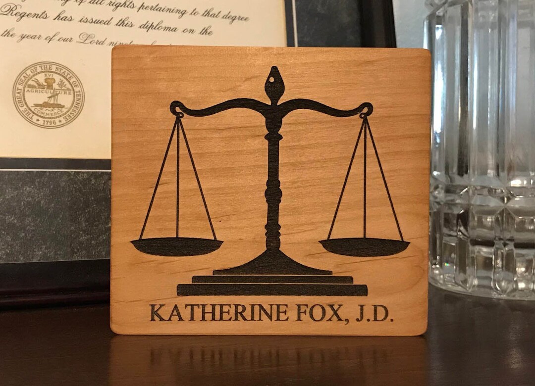 Custom Scales of Justice Sign, Laser Engraved, Wood Block, Gift for ...