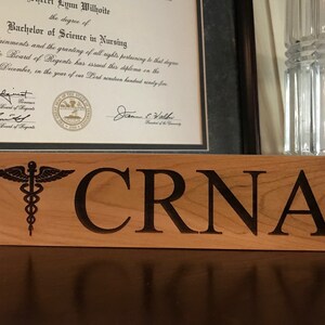 CRNA, Laser Engraved, Wood Block Sign, Registered Nurse, Anesthetist ...