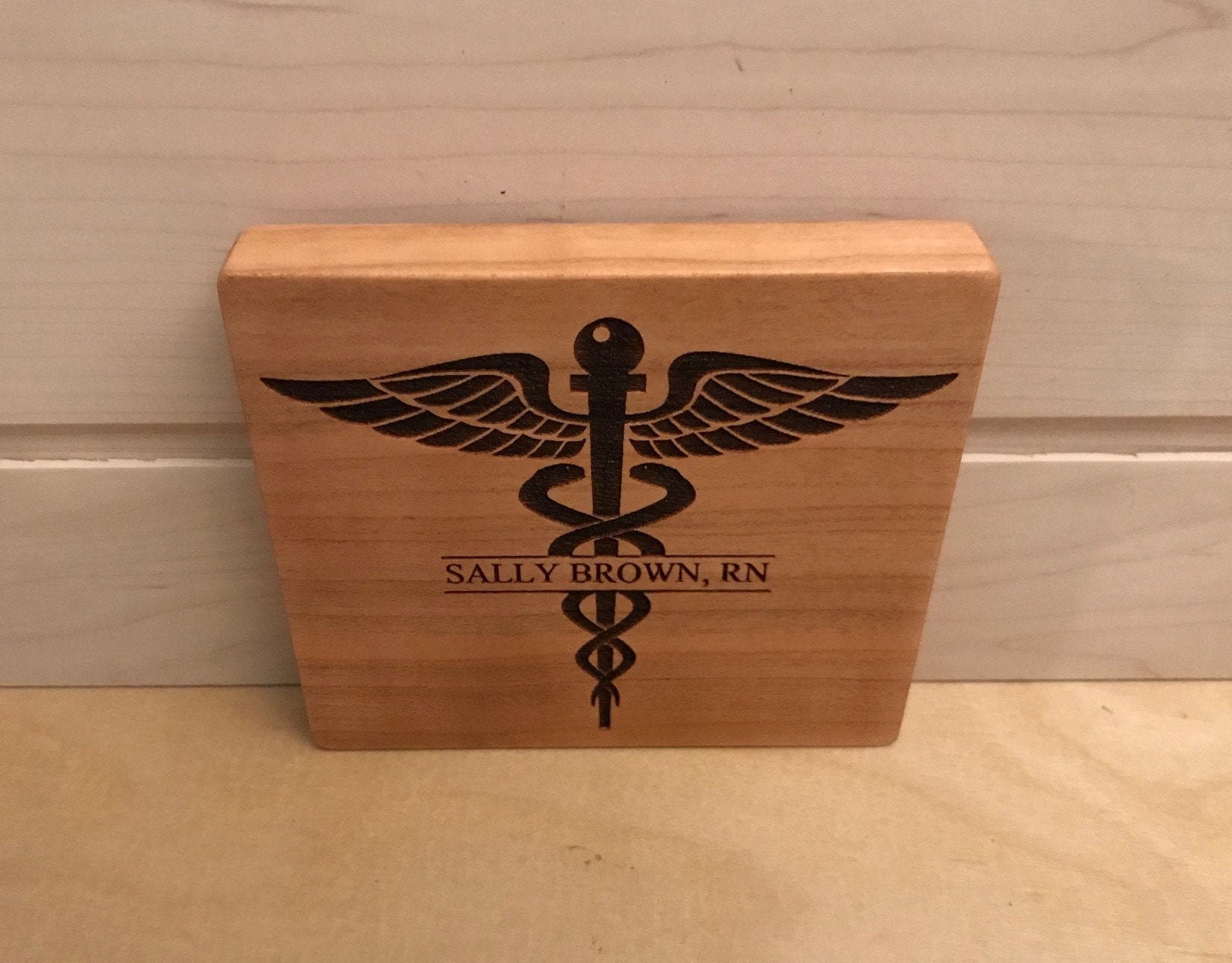 Custom RN Sign RN Caduceus Laser Engraved Shelf Sitter - Etsy