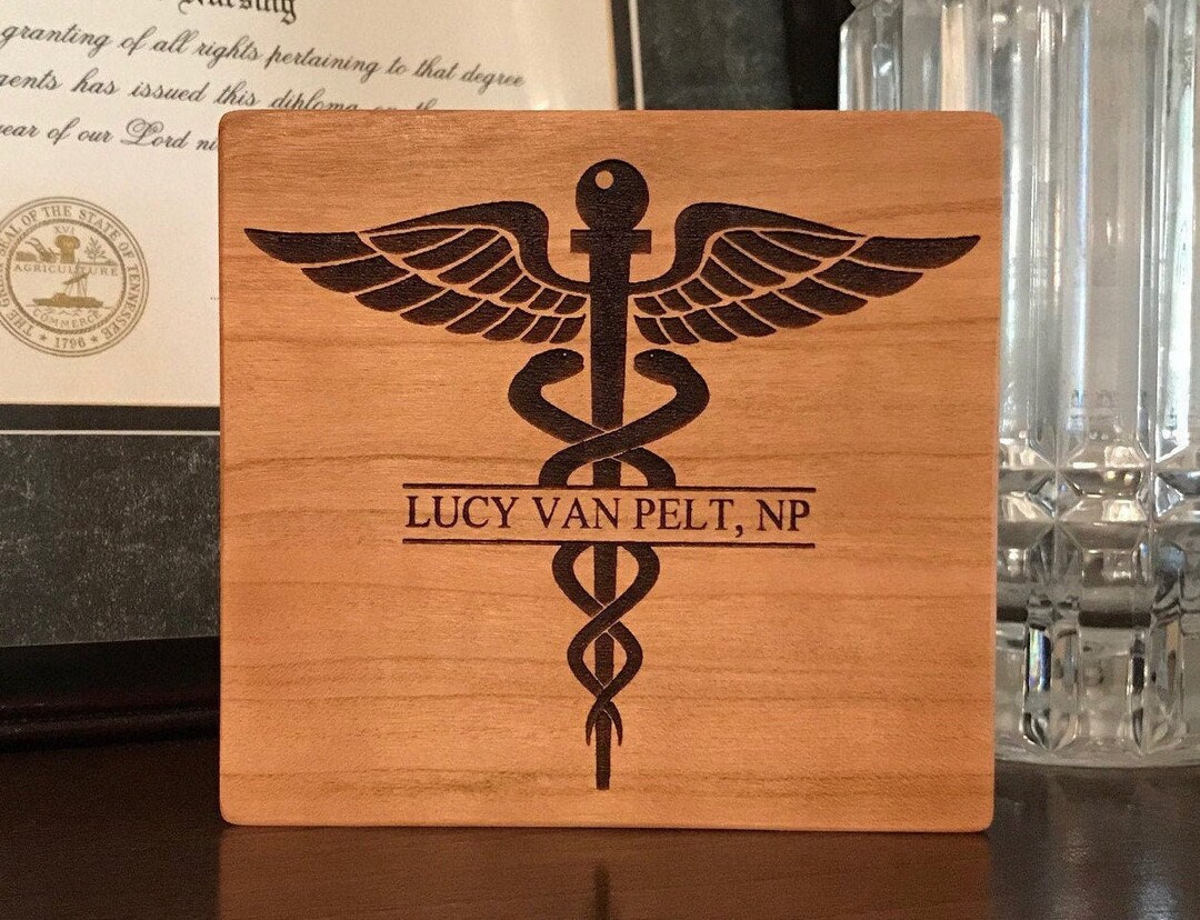 Custom NP Sign, Medical Caduceus, Laser Engraved, Nurse Practitioner ...