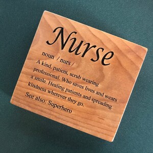 Nurse Definition, Wood Block Sign, Laser Engraved, Shelf Sitter, Gift ...