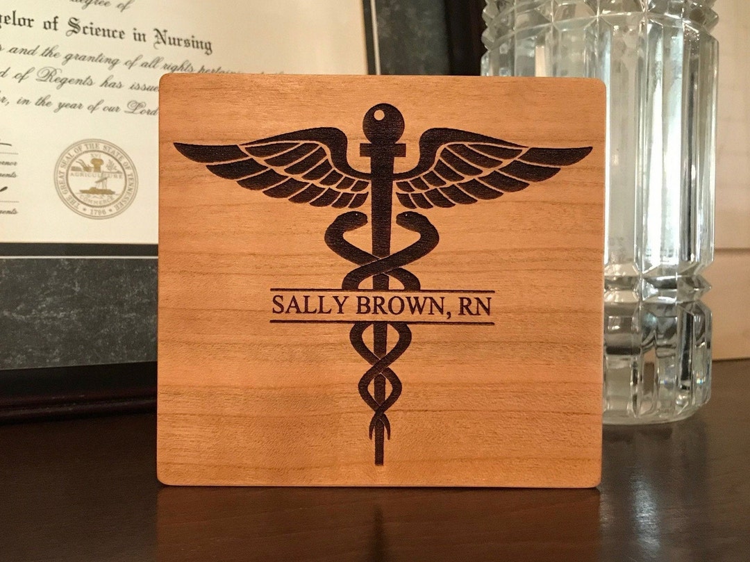 Custom RN Sign, RN Caduceus, Laser Engraved, Shelf Sitter, Nurse ...