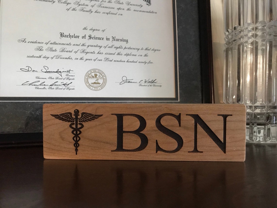 BSN Sign Laser Engraved Wood Block Sign Nursing Sign BSN - Etsy