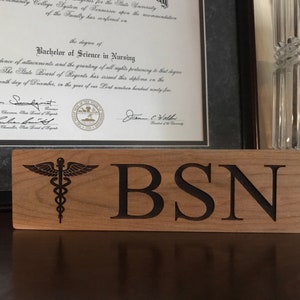 BSN Sign, Laser Engraved, Wood Block Sign, Nursing Sign, BSN Gift, BSN ...