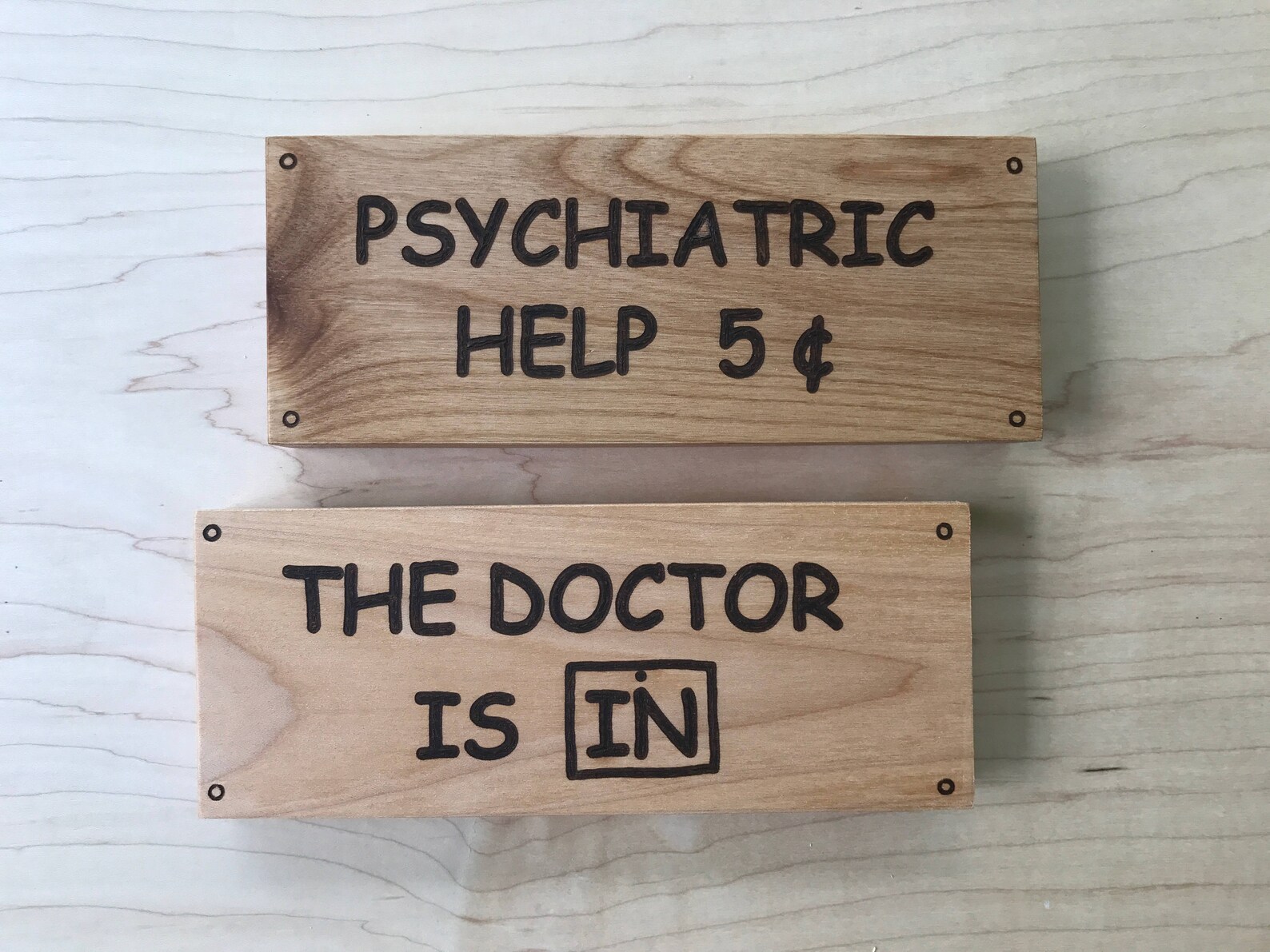 Psychiatric Help 5 Cents the Doctor is In Wooden Block - Etsy