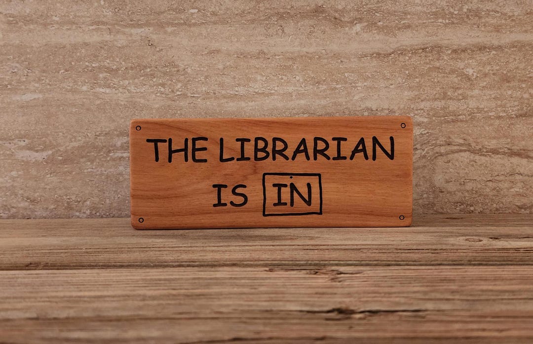 The Librarian is In, Laser Engraved, Wood Block, Gift for Librarian ...
