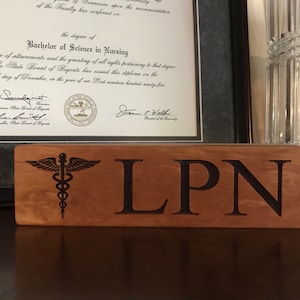 LPN Sign Laser Engraved Wood Block LPN Gift Nurse LPN | Etsy