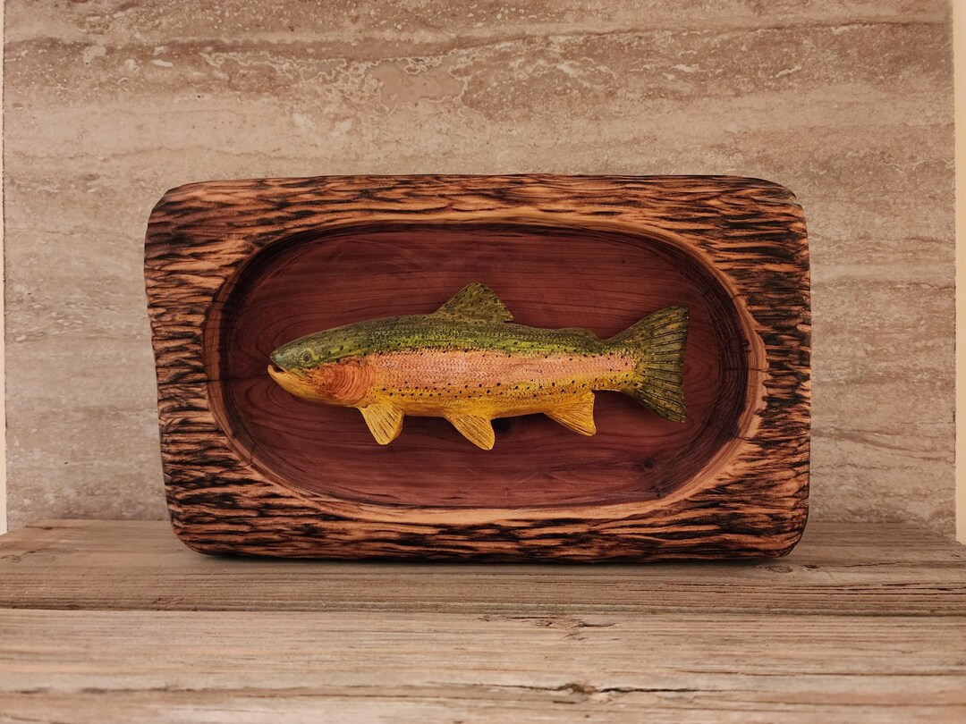 Hand Carved, Hand Painted, Wooden Trout Decor, Fish Wall Art, Lake ...