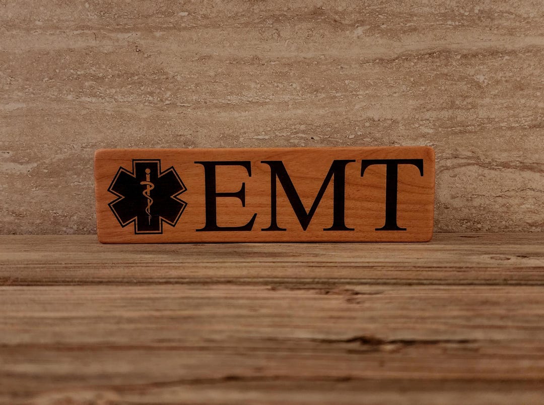 EMT Laser Engraved Wood Block Shelf Sitter EMS First Responder Sign - Etsy