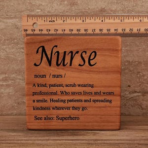 Nurse Definition, Wood Block Sign, Laser Engraved, Shelf Sitter, Gift ...