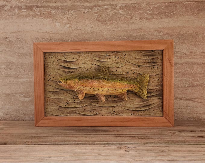Wooden Trout Decor, Hand Carved, Fish Art, Lake House Decor, Cabin ...