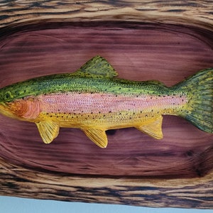 Hand Carved, Hand Painted, Wooden Trout Decor, Fish Wall Art, Lake ...