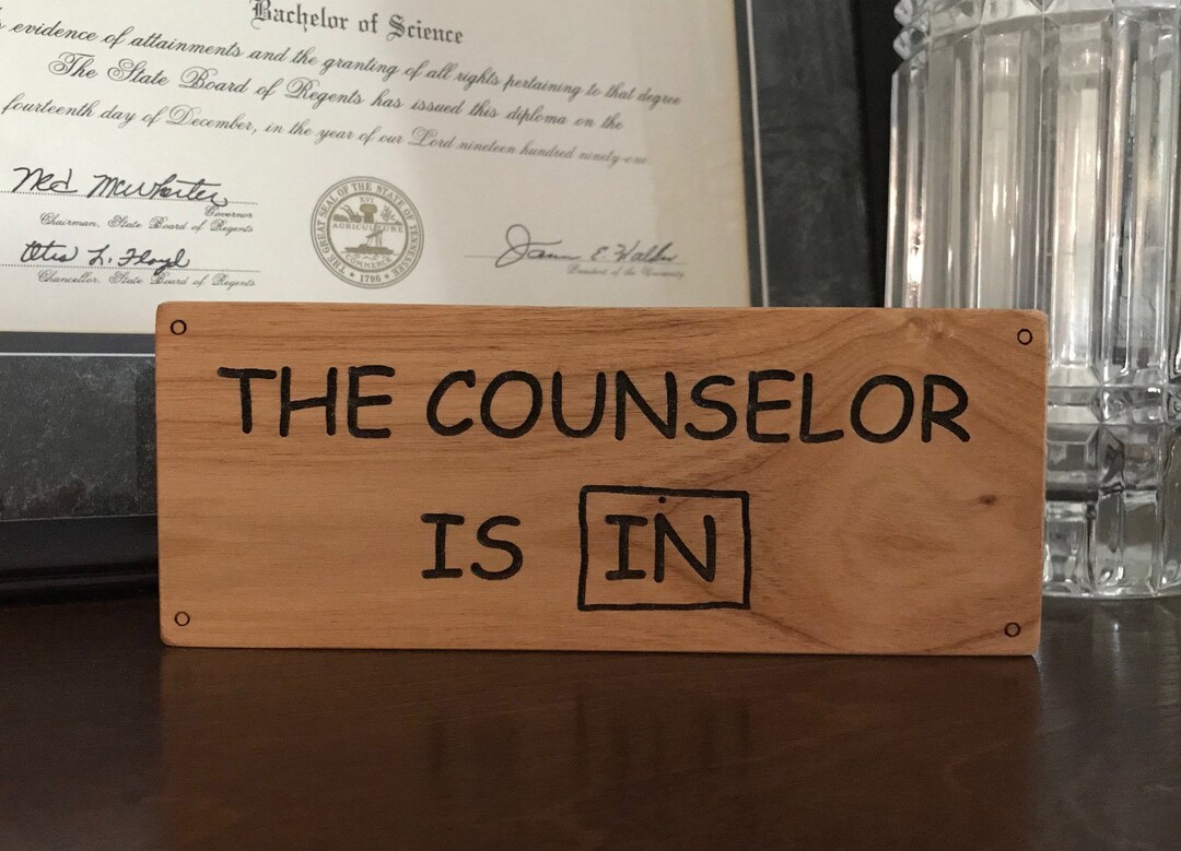 The Counselor is In, Wood Block Sign, Laser Engraved, School Counselor ...