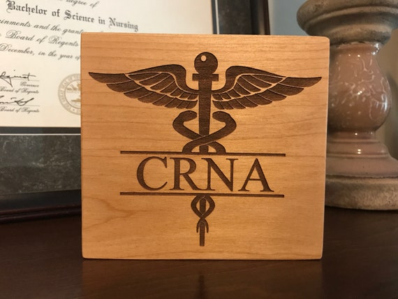 CRNA Wood Block Sign Caduceus CRNA Nurse Anesthetist Nurse - Etsy