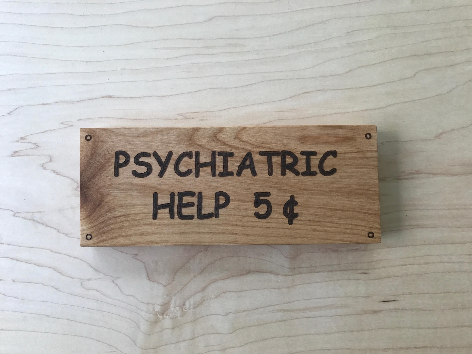 Psychiatric Help 5 Cents, Wooden Block Sign, Lucy Sign, Charlie Brown ...
