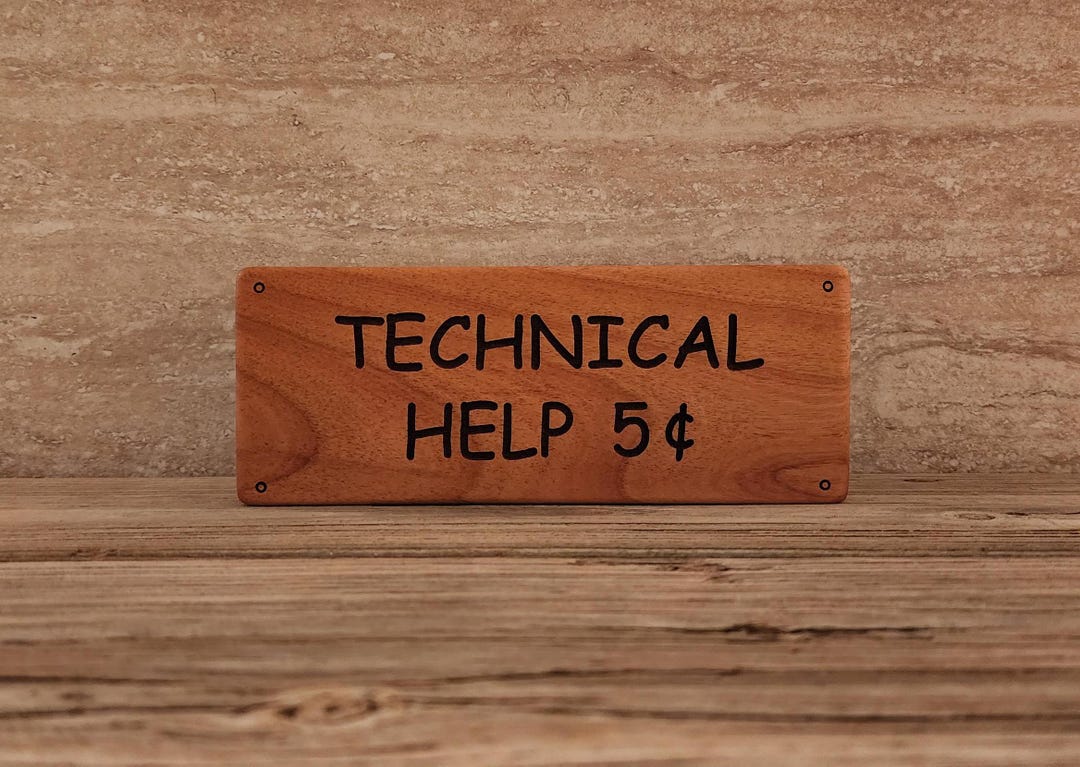 Technical Help 5 Cents, Laser Engraved, Wooden Sign, Gift for Him ...