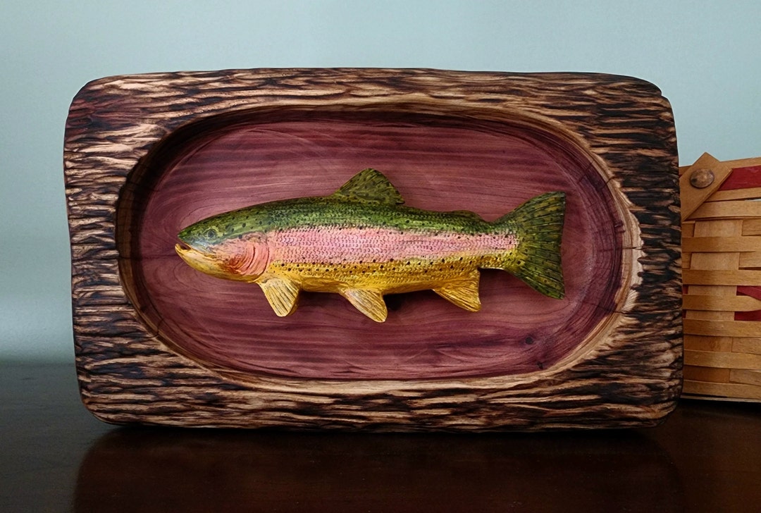 Hand Carved, Hand Painted, Wooden Trout Decor, Fish Wall Art, Lake ...