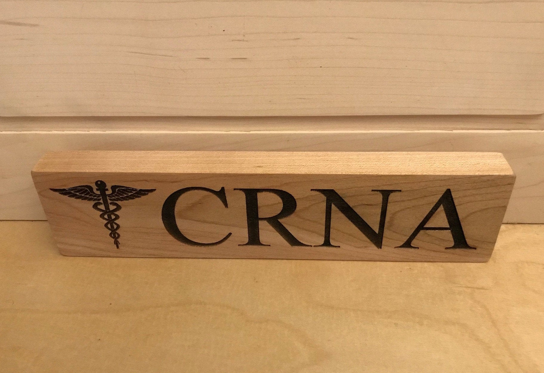 CRNA Laser Engraved Wood Block Sign Registered Nurse | Etsy