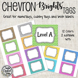 Printable Chevron Brights Tags - Editable Organizational Tags ...