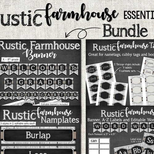 Rustic Farmhouse Classroom Word Wall Set Banner and Editable - Etsy