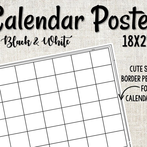Classic Black and White Calendar Poster 18x24 Calendar - Etsy