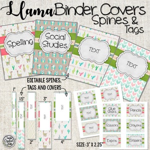 Pink Llama Editable Binder Covers| Spines and Tags | Printable ...