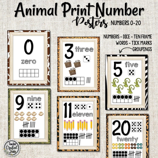 Animal Print Number - Etsy