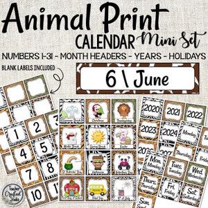 Animal Print Mini Calendar Set | Classroom Calendar | Pocket Calendar ...