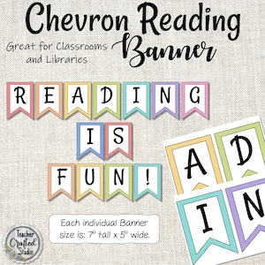 Printable Chevron Reading Banner - Classroom Library - Reading Teacher ...