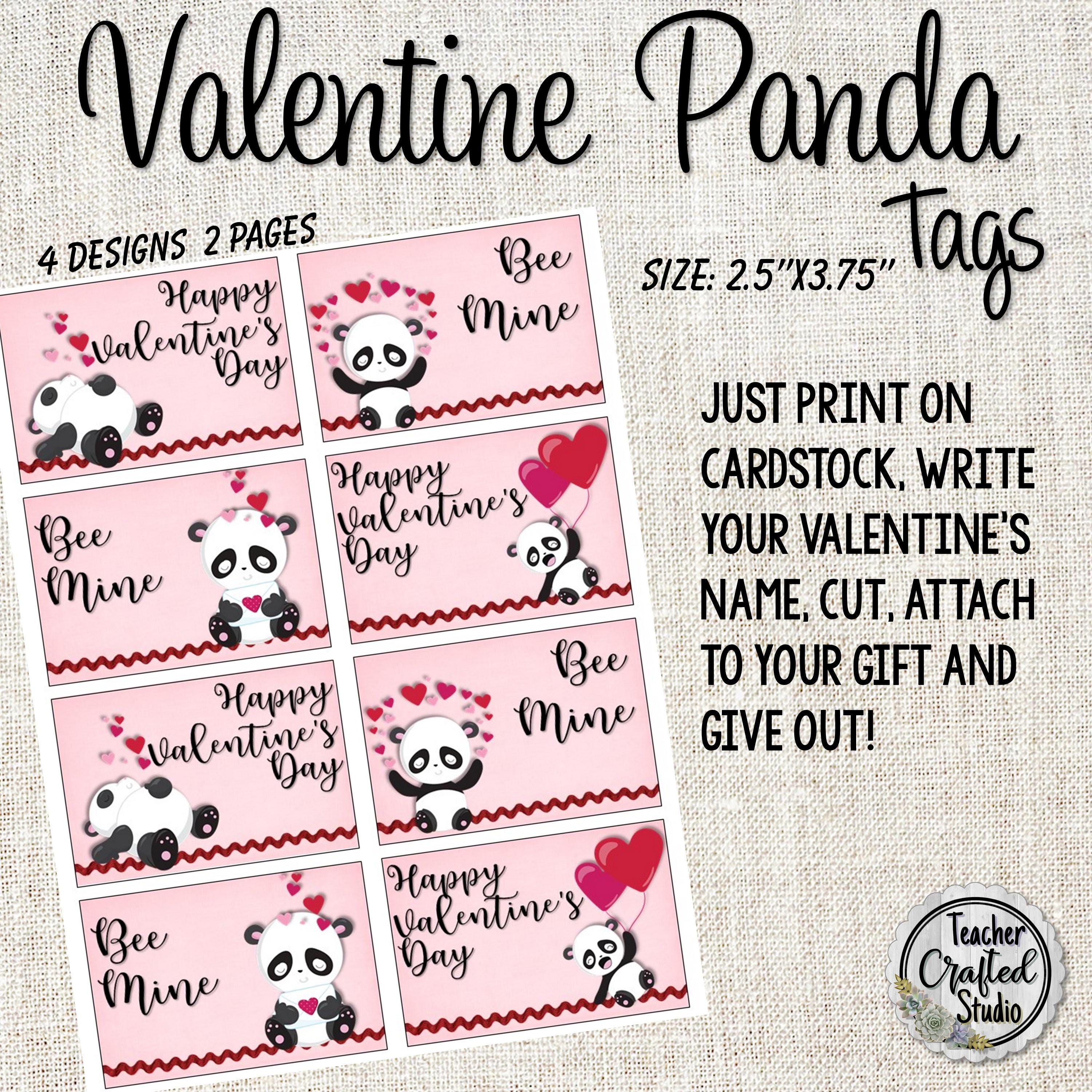 Printable Valentine's Day Panda Tags - Gift Tags - Classroom Tags ...