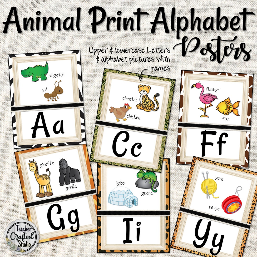 Animal Print Alphabet Posters - Alphabet Images and Words - Instant ...