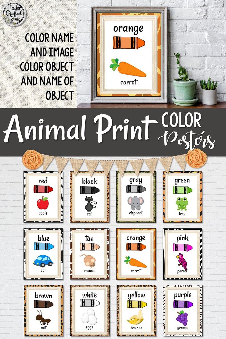 Animal Print Color Posters | Classroom Posters | Safari Classroom Decor ...