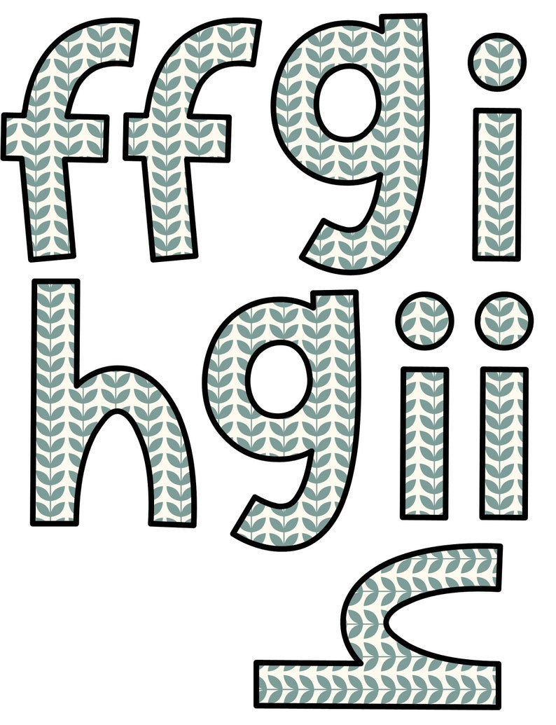 Vintage Floral Bulletin Board Letters | Green Floral 4" Cut Out Letters ...