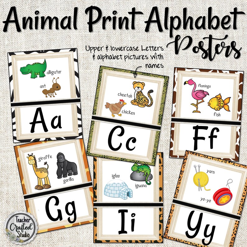 Animal Print Alphabet Posters Alphabet Images and Words - Etsy