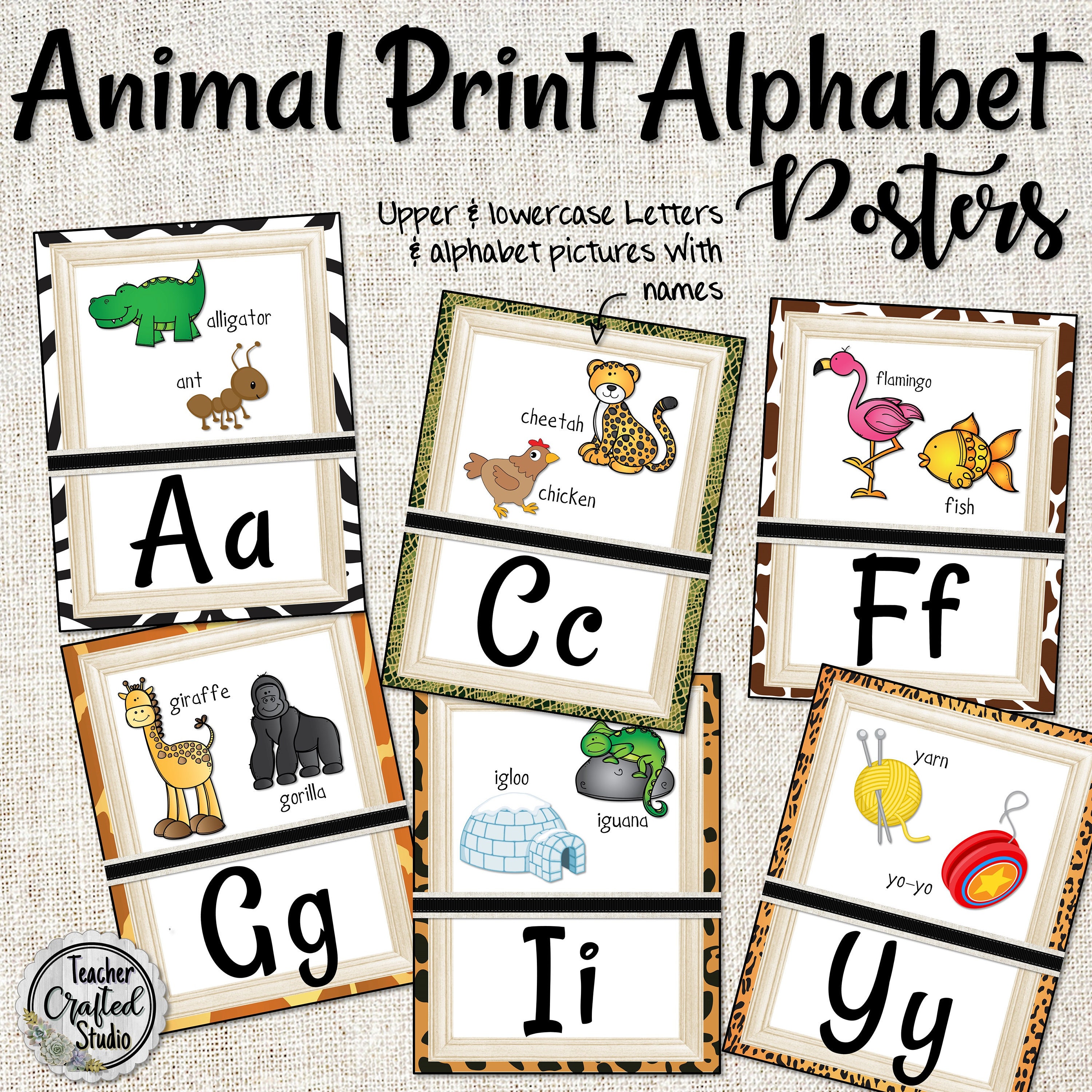Animal Print Alphabet Posters Alphabet Images and Words Instant Digital ...