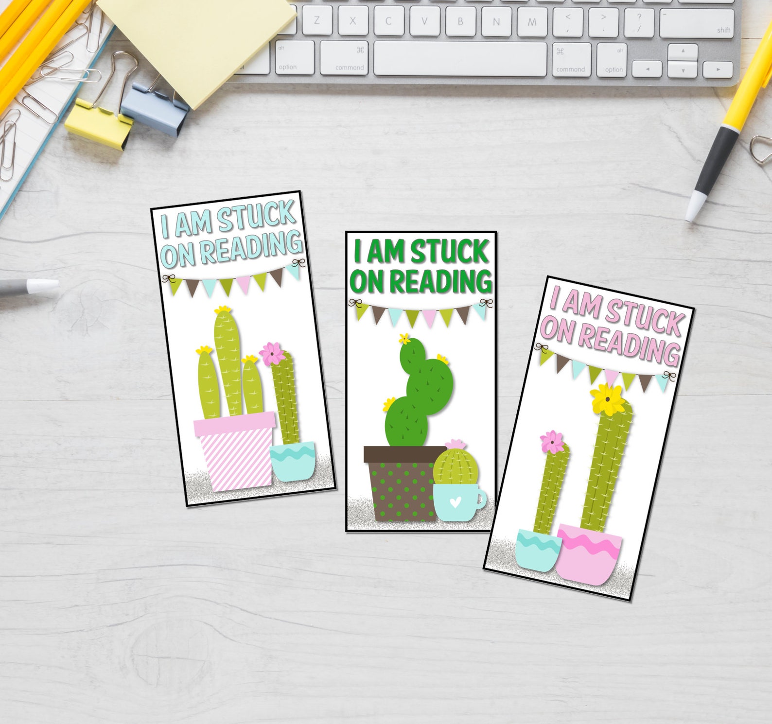 Printable Cactus Bookmarks – Classroom Reading, Birthday (digital ...